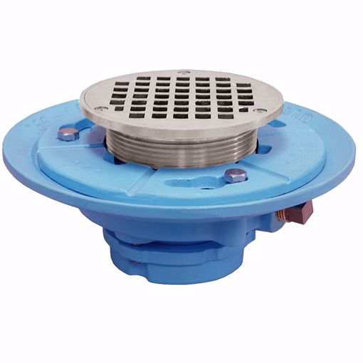 2" No Caulk Mechanical Joint Code Blue Floor Drain with 9" Pan and 5 ...