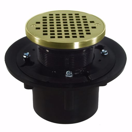 4" Heavy Duty ABS Slab Drain Base with 3" Plastic Spud and 6" Polished ...